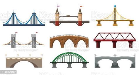 Set Jembatan Besi Ilustrasi Stok Unduh Gambar Sekarang Jembatan