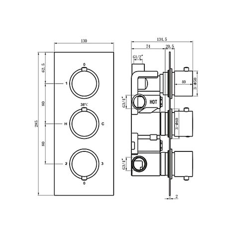 Aquadry Oria ½ Turn 3 Outlet Bronze Effect Diverter Shower Mixer