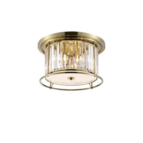 Makita 4 Light Antique Brass Clear Crystal Flush CP Lights