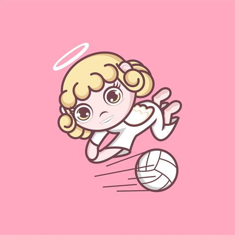 Linda Dibujos Animados ángel Jugando Vóleibol 20791233 Vector En Vecteezy