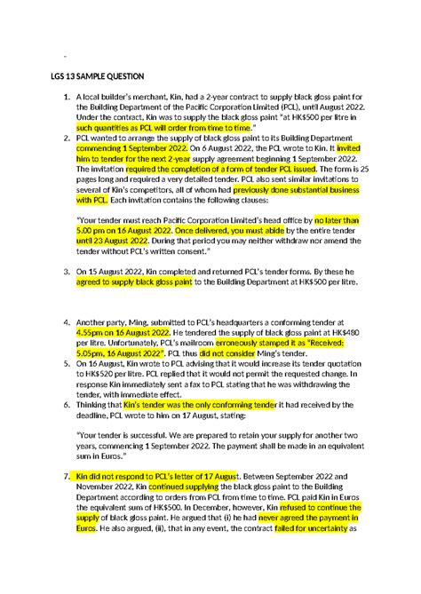 Contract Lec13 Notes Lecture LGS 13 SAMPLE QUESTION A Local Builder