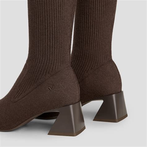 Rebecca Pro Square Toe Water Repellent Wool Knee High Boots In Dark