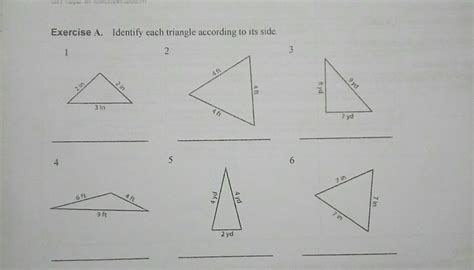solved exercise a identify each triangle according to its side 1 2 3 4 5 6 [geometry]