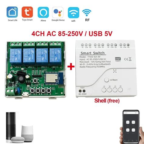 4ch Rf Smart Switch 12v 24v 220v Ac Dc Wifi Tuya Remote Control 433