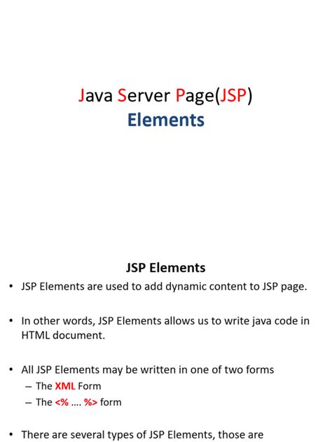 Java Server Page Jsp Elements Pdf Software Development Software Engineering