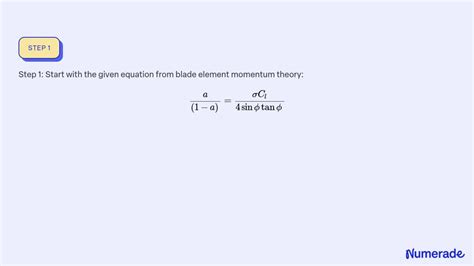⏩solved from blade element momentum theory the governing equation