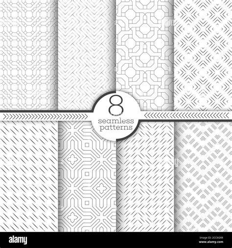 Set Of Seamless Patterns Modern Stylish Textures Regularly Repeating Geometrical Ornaments
