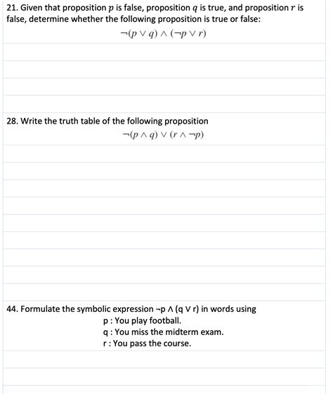 Solved 21 Given That Proposition P Is False Proposition Q