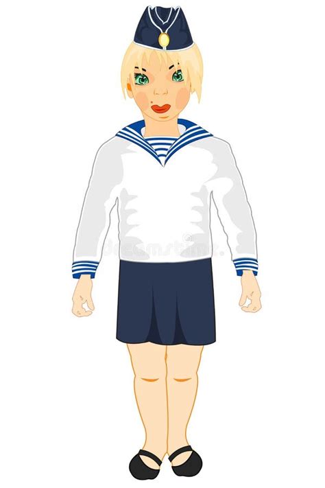 Girl Sailor On White Background Is Insulated Stock Illustration Illustration Of Sailor Making