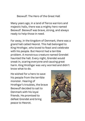Beowulf Reading Comprehension Teaching Resources
