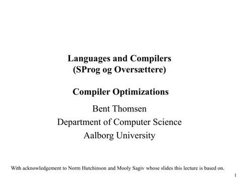 Ppt Languages And Compilers Sprog Og Oversættere Compiler Optimizations Powerpoint