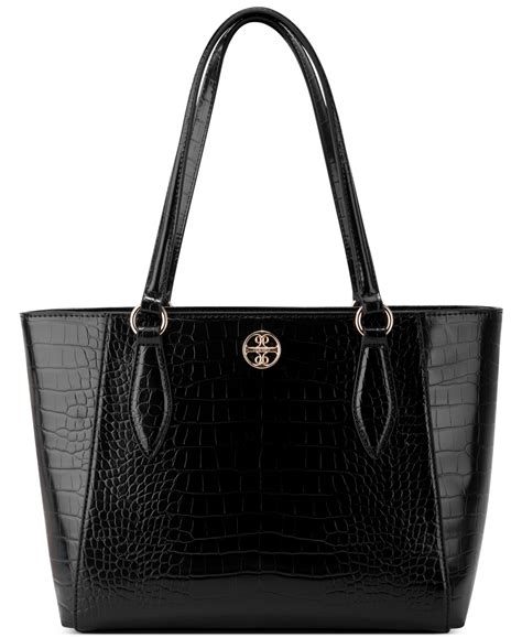 Nine West Womens Kyelle Small Tote Bag In Black Croco Modesens