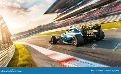 A Race Car Is Speeding Down A Track Stock Image Image Of Fast Finish 311836883