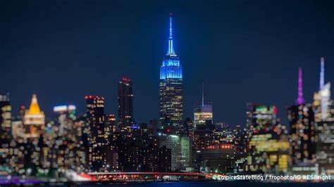 Empire State Building Lit Up In Giants Blue