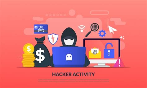 Premium Vector Hacker Activity Concept Security Hacking Online Theft Criminals Burglars