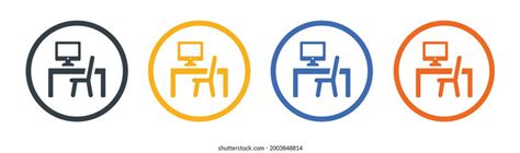 Workplace Computer Desk Icon Set Stock Vector Royalty Free 2003848814