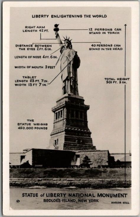 1940s New York City RPPC Postcard STATUE OF LIBERTY Enlightening The