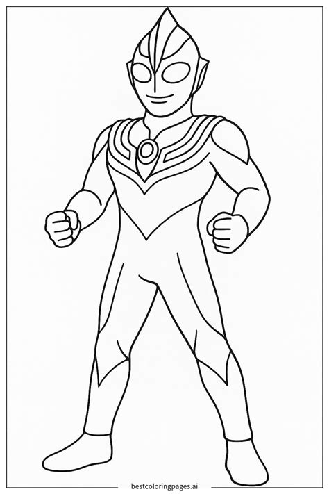 울트라맨 티가 서 있는 모습 색칠 페이지 무료 인쇄 가능 Bestcoloringpages Ai