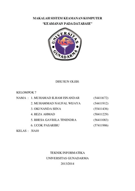 pdf makalah sistem keamanan komputer “keamanan pada database”