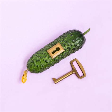 Creative Idea Cucumber With Lock And Key Stock Image Image Of Bright