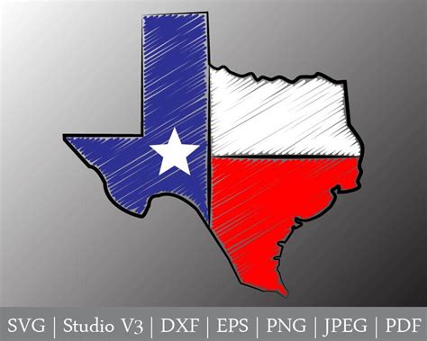 Texas Flag Map Svg Stylized Texas State Flag Download Etsy