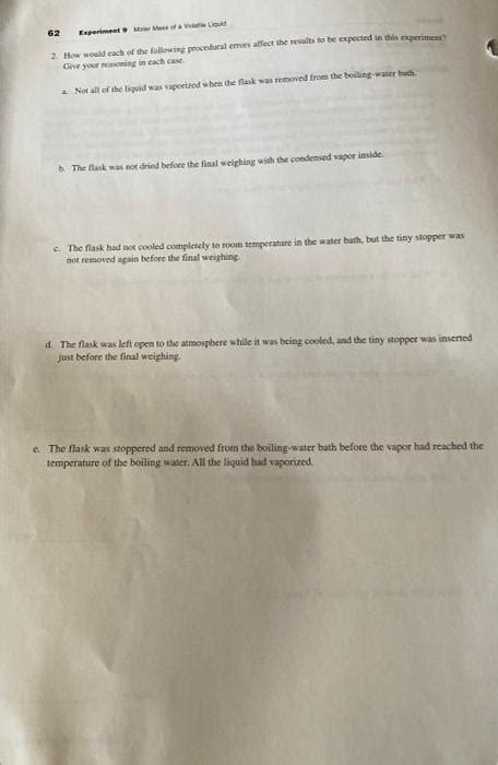 Solved Advance Study Assignment Molar Mass Of A Volatile Chegg