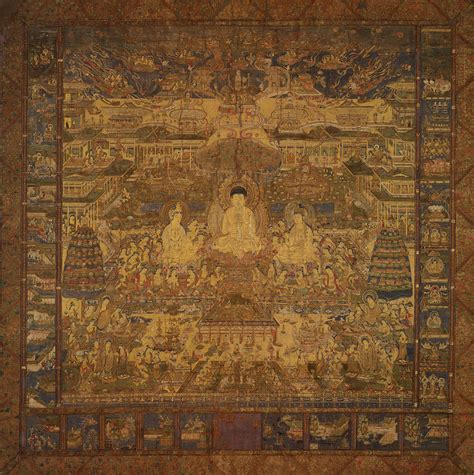 Taima Mandala Depicting The Western Paradise Presided Over By Amida