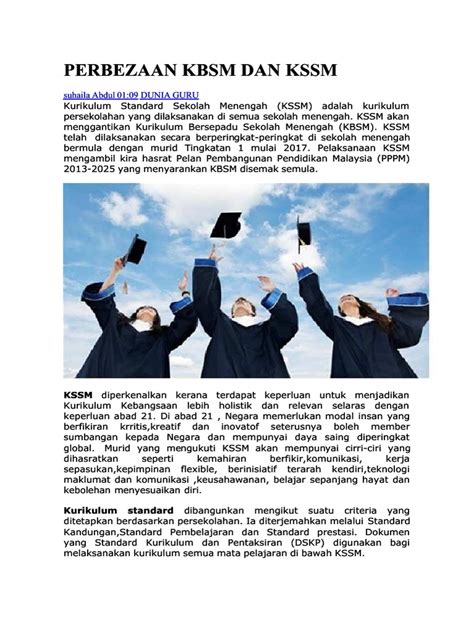 Perbezaan Kbsm Dan Kssm Pdf