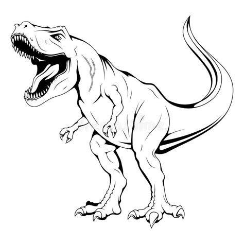 Dinosaur Rex Vector Illustration Of A Sketch Roaring Tyrannosaurus