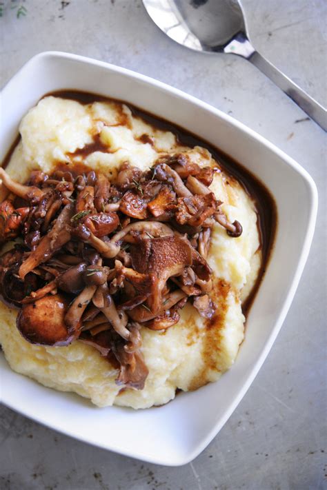 Balsamic Sautéed Wild Mushrooms Over Creamy Goat Cheese Polenta