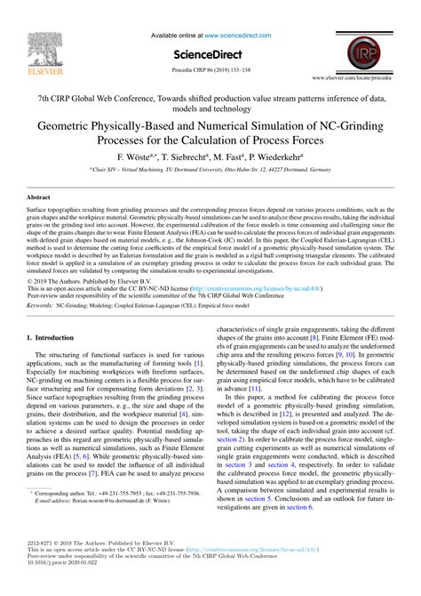 Pdf Geometric Physically Based And Numerical Simulation Of Nc