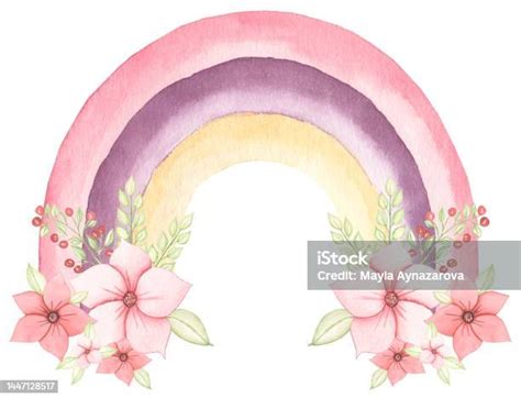 분홍색 꽃 꽃다발과 함께 수채화 귀여운 무지개 아기 삽화 스칸디나비아 인쇄 보육원 장식 달콤한 꿈 큰 꿈 베이비 샤워 초대장
