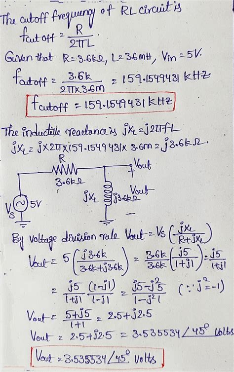 Solved Find The Cutoff Frequency Of The Following Rl High Pass Filter