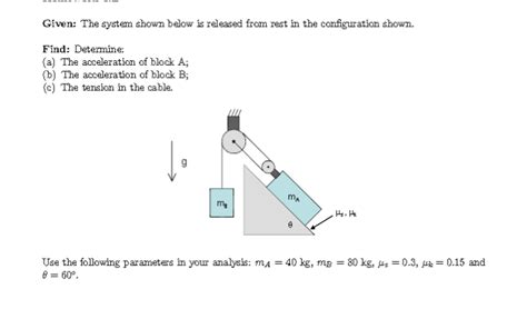 Solved Given The System Shown Below Is Released From Rest