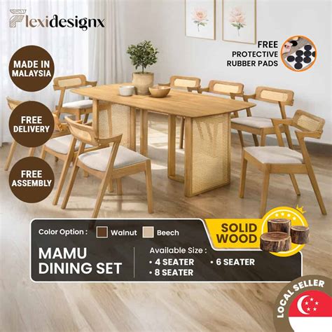 Mamu Rattan Dining Set Singapore Solid Wood And Rattan