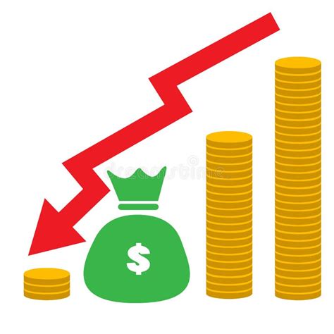 Dollar Rate Decrease Icon On White Background Flat Style Lower Cost