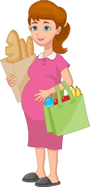 Premium Vector Pretty Pregnant Mom Shopping