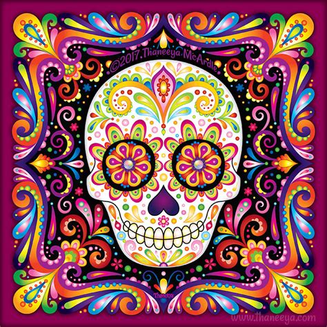 Day Of The Dead Art A Gallery Of Colorful Skull Art Celebrating Dia De Los Muertos — Art Is Fun