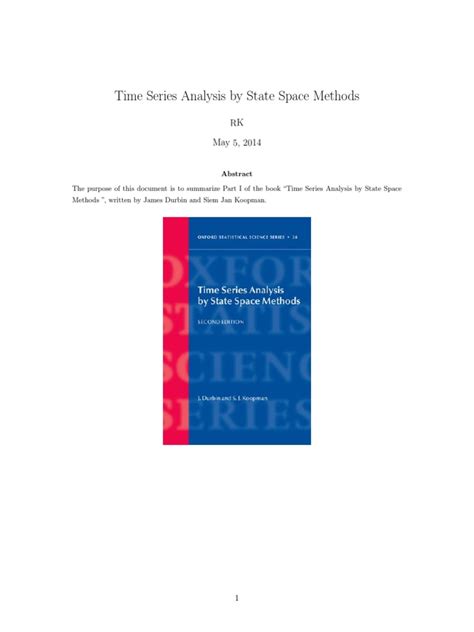 Timeseries Analysis State Space Methods Pdf Autoregressive Integrated Moving Average Time