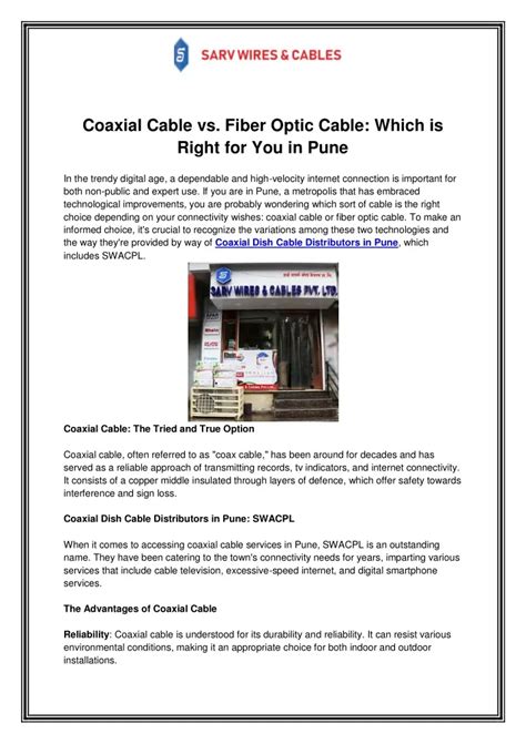 Ppt Coaxial Cable Vs Fiber Optic Cable Which Is Right For You In Pune