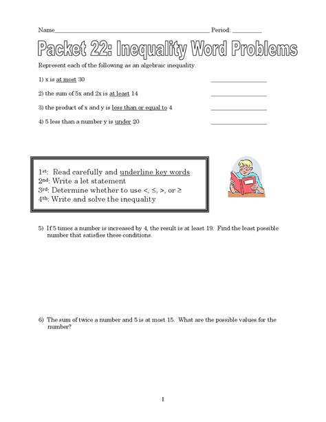 Inequalities And Word Problems Slides Elementary Mathematics Docsity