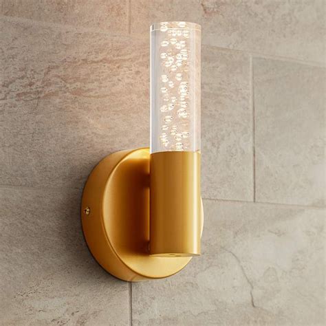 Natalya Bubble Acrylic Tube 9 High Soft Gold Led Sconce 63p40