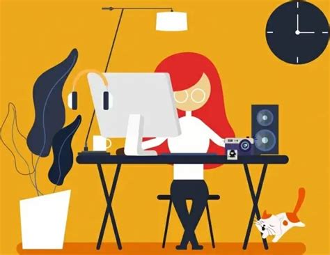 Work Place Background Working Woman Icon Vectors Graphic Art Designs In
