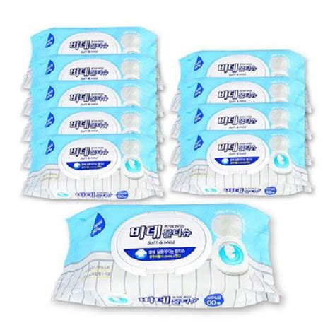 티몬월드 비데물티슈 60매 캡형 10개 화장실 물에녹는 비데용 가구 인테리어