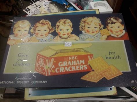 Vintage 1939 Nbc Graham Cracker Metal Tin Sign Excellent Condition Year