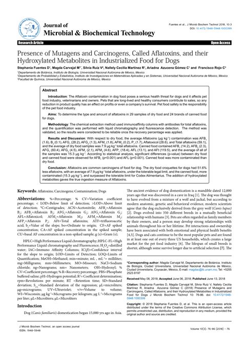 Pdf Presence Of Mutagens And Carcinogens Called Aflatoxins And