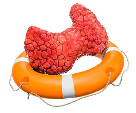 Premium Photo Human Thyroid With Lifebuoy Protect Concept 3d Rendering