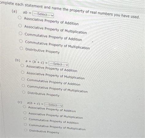 [answered] complete each statement and name the property of real kunduz