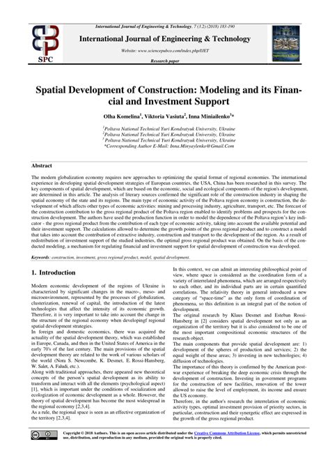 Pdf Spatial Development Of Construction Modeling And Its Financial And Investment Support