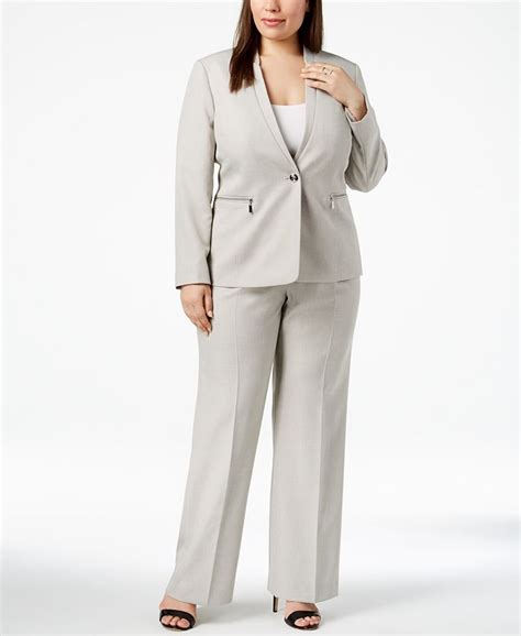 Tahari Asl Plus Size One Button Pantsuit Macys